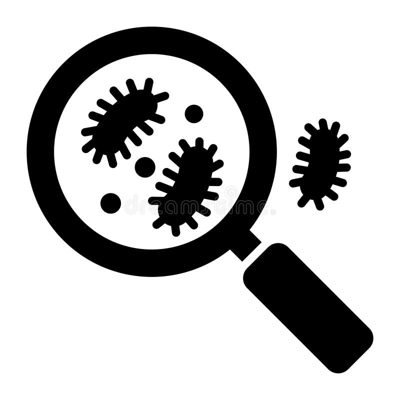 Bacteria with Magnifier Vector, Well Design Icon of Virus Scan Stock ...