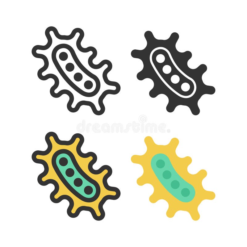Bacteria Microbe Virus Outline Vector Seamless Pattern On Grey Background Stock Vector
