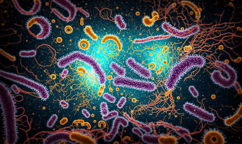 Bacteria and Microbiome Background Abstract Dramatic Stock Illustration ...