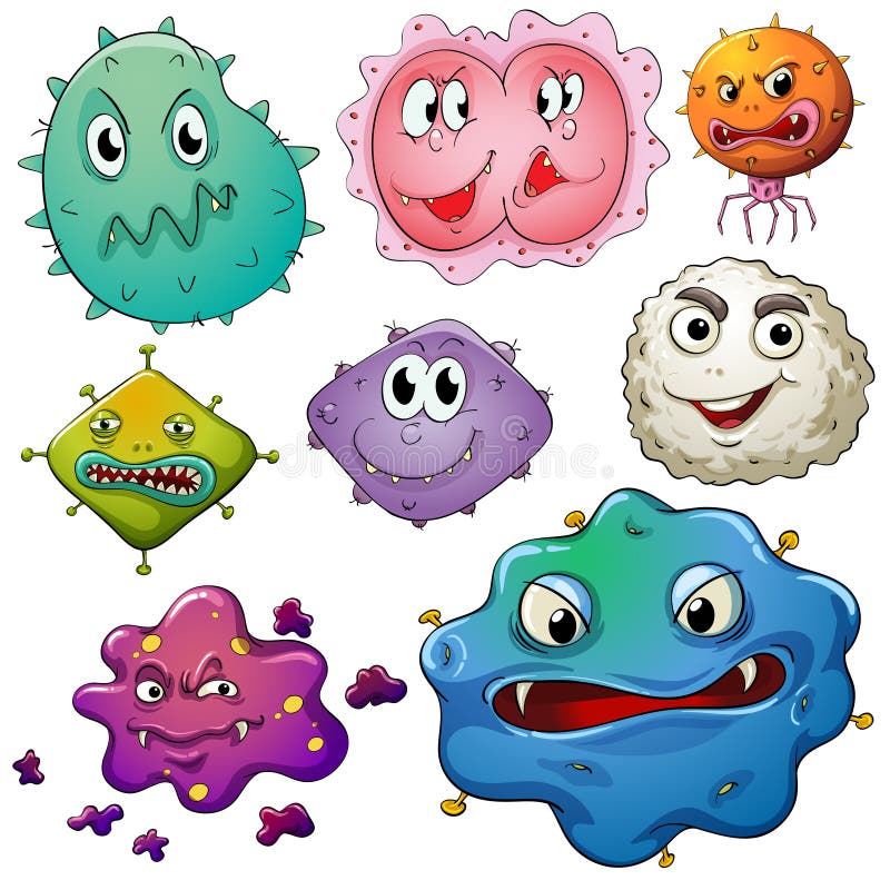 Bacteria with monster face stock vector. Illustration of expression ...