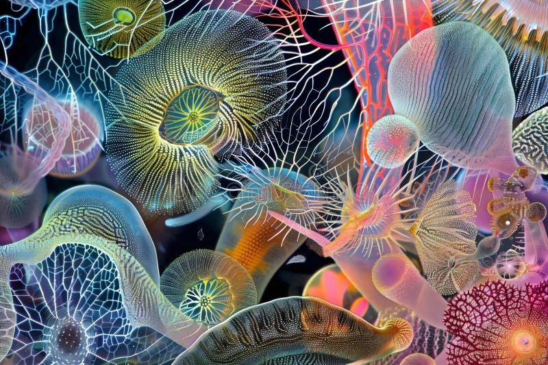 Bacteria or Protozoa Seen Under a Microscope. Microscopic Unicellular ...