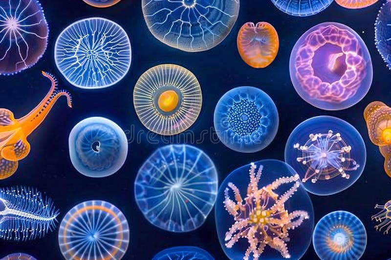 Bacteria or Protozoa Seen Under a Microscope. Microscopic Unicellular ...