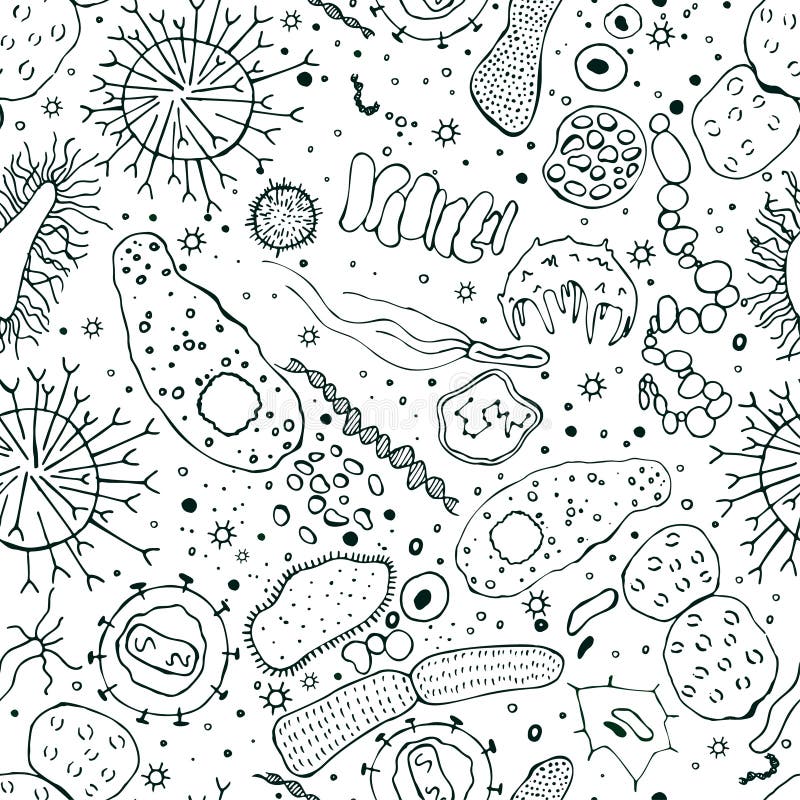 Microbiology Seamless Pattern Stock Vector - Illustration of backdrop ...