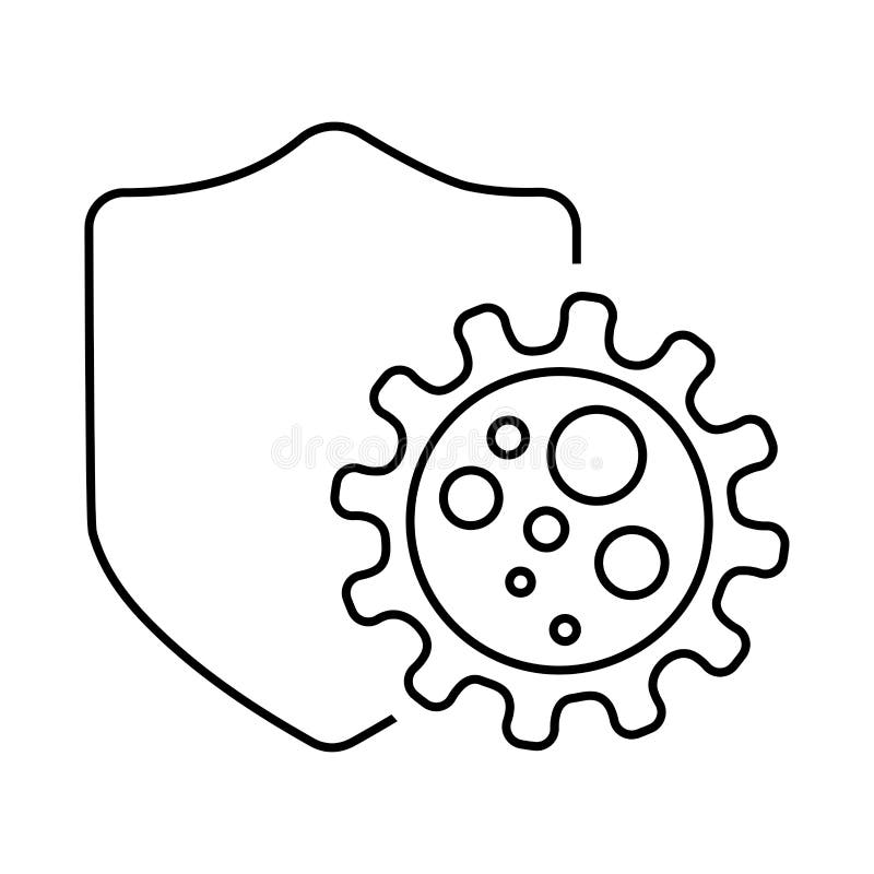 Bacteria, Shield, Coronavirus Icon.Line Art Vector Stock Illustration ...