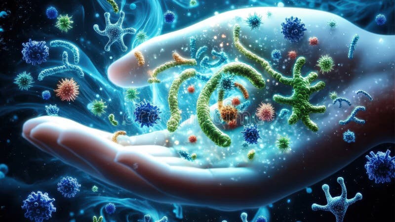 Bacteria on Skin Hands. Selective Focus Stock Photo - Image of health ...