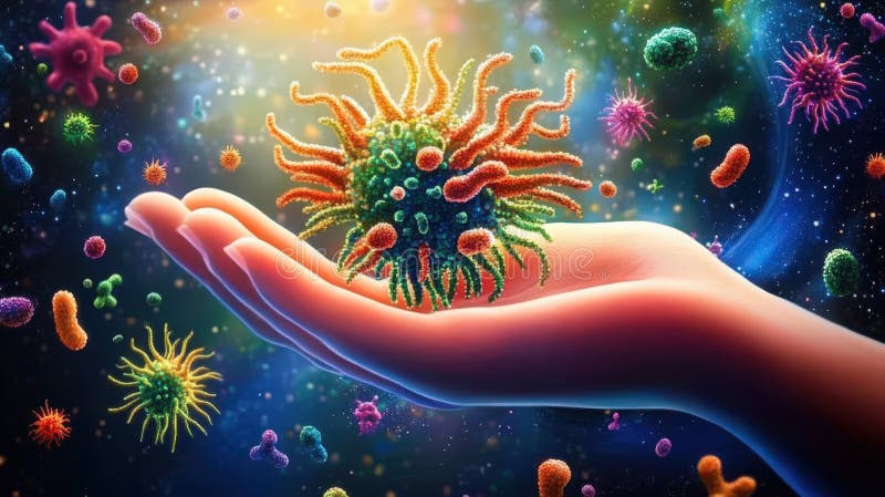 Bacteria on Skin Hands. Selective Focus Stock Photo - Image of healthy ...