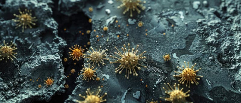 Bacteria Spreading on a Surface, Showing the Process of Contamination ...