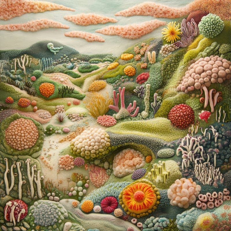 Vibrant Textures Algae Showcasing Intricate Patterns Microscopic Forms ...