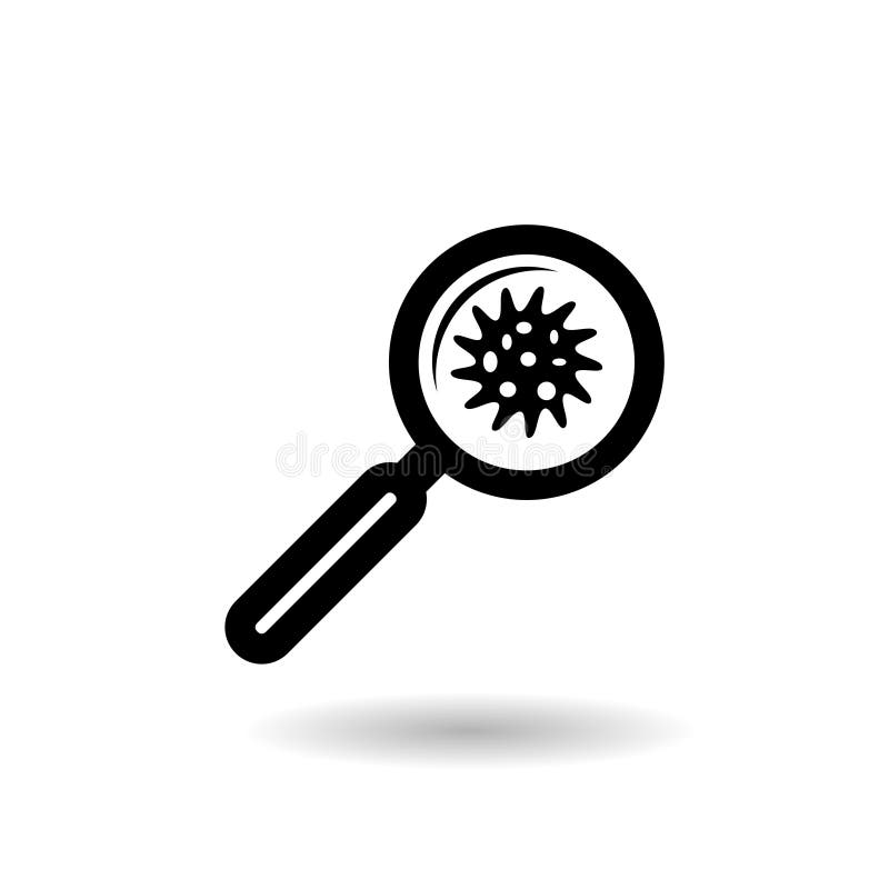 Bacteria Under Magnifier Icon with Shadow Stock Vector - Illustration ...