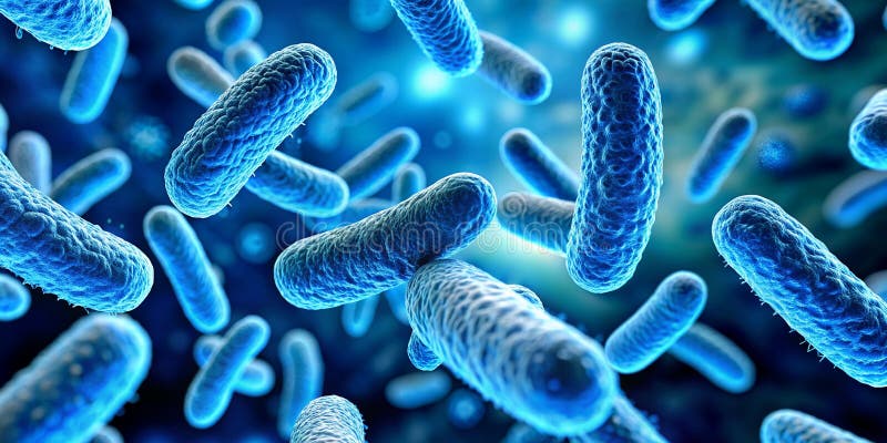 Bacteria Under Microscope in Blue AI Generative Stock Illustration ...