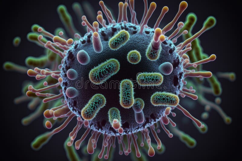 Bacteria Under the Microscope Generative AI Stock Image - Image of ...