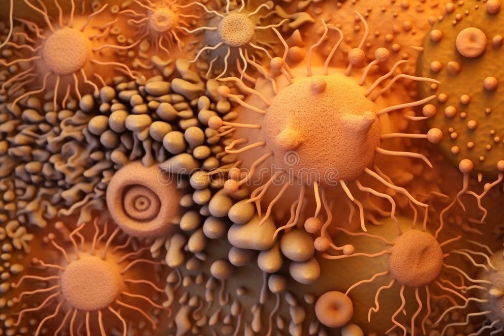 Bacteria Under the Microscope. Microscopic Organisms Stock Illustration ...