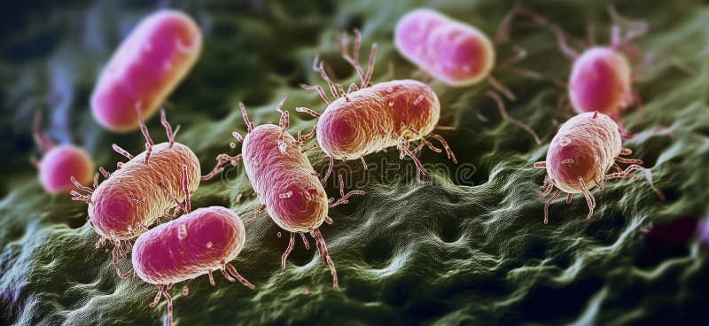 Bacteria Under Microscope, Vibrant Pink and Purple Colors, Showcasing ...