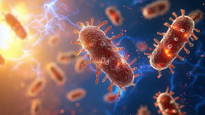 Bacteria in Vibrant Colors with Dynamic Background Showcasing Intricate ...