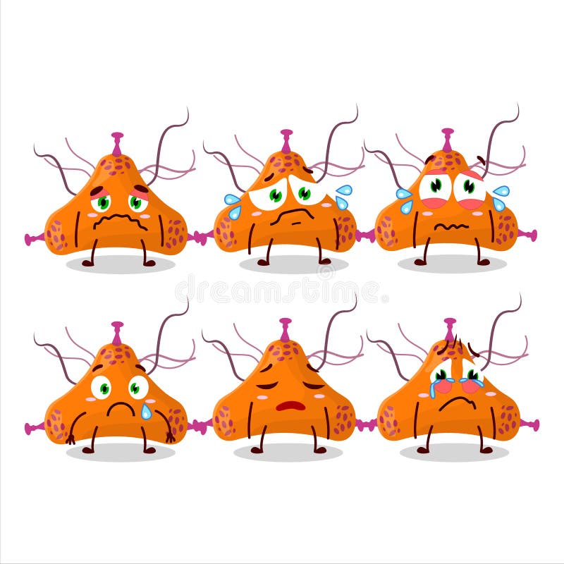 Bacteria Virus Cartoon Character with Sad Expression Stock Vector ...