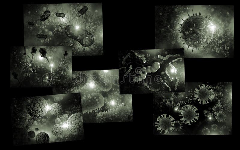 Bacteria Virus Collage 3D Illustration Stock Illustration ...
