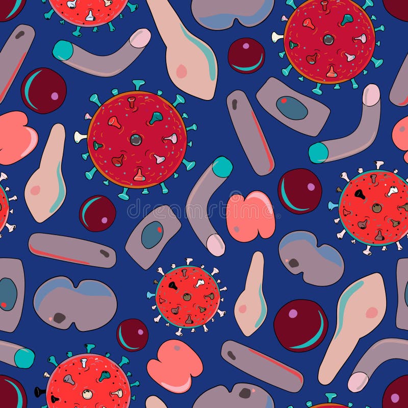 Bacteria Virus and Germs Microorganism Cells Green Inversion Seamless ...