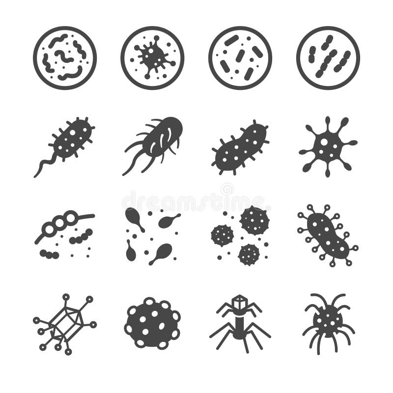 Virus Icon Set. Included Icons As Colony of Bacteria, Bacteria ...