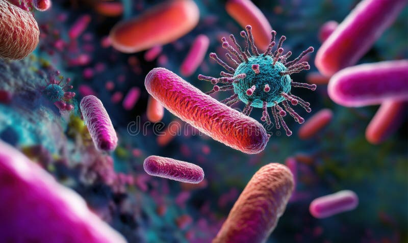 Bacteria and Virus Interaction in Microscopic Environment with Vibrant ...