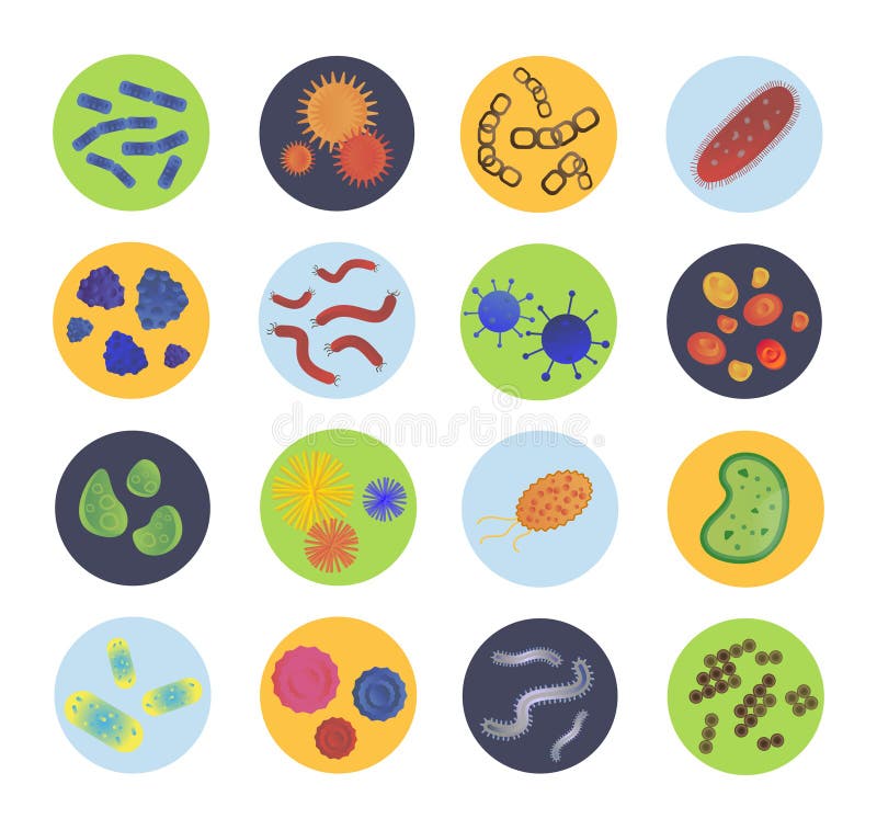 Bacteria Virus Vector Icons Set Stock Vector - Illustration of cell ...