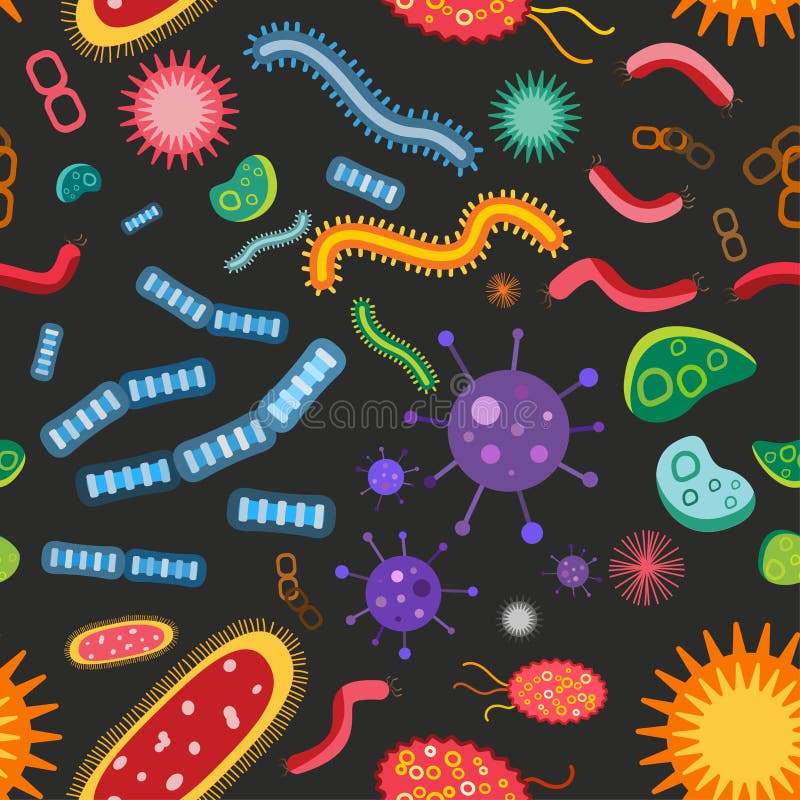 Bacteria Virus Vector Seamless Pattern Stock Illustration ...