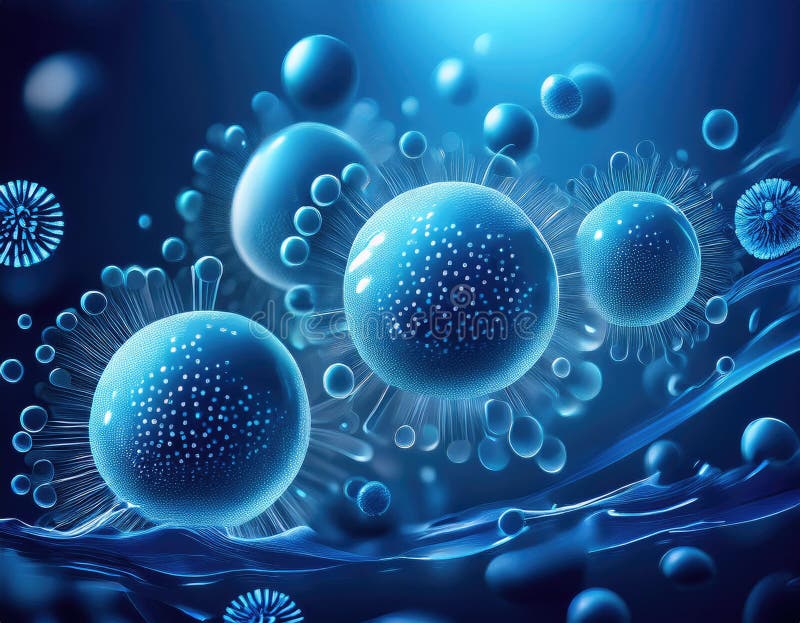 Bacteria or Virus in Water. Generated with AI Stock Illustration ...