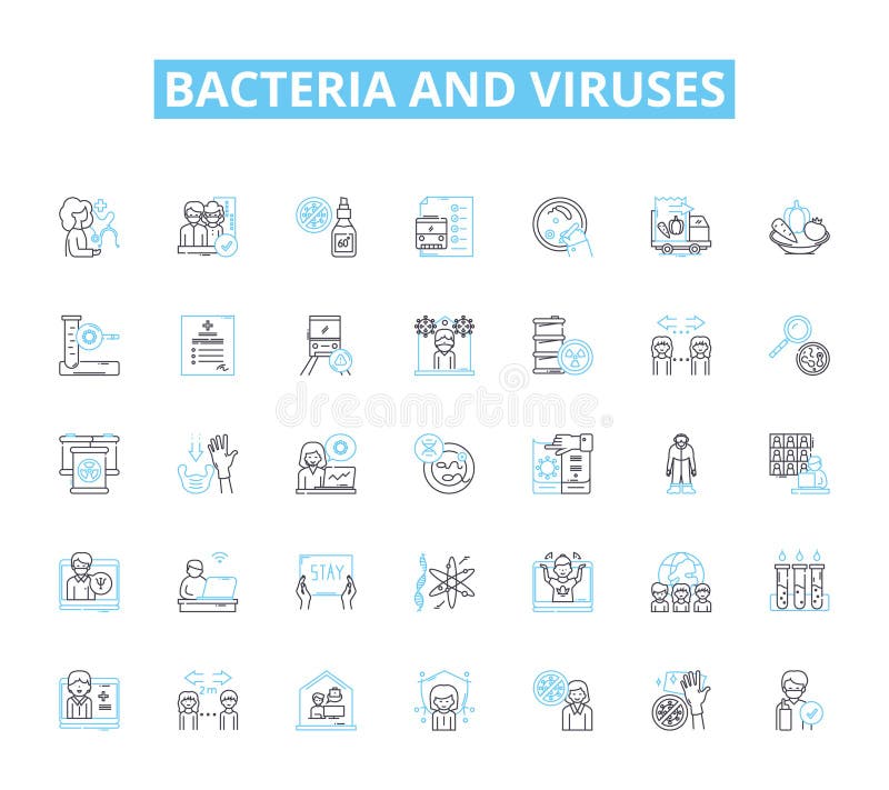 Bacteria and Viruses Linear Icons Set. Pathogen, Microbe, Infection ...