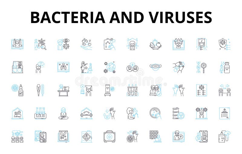 Bacteria and Viruses Linear Icons Set. Pathogen, Microbe, Infection ...