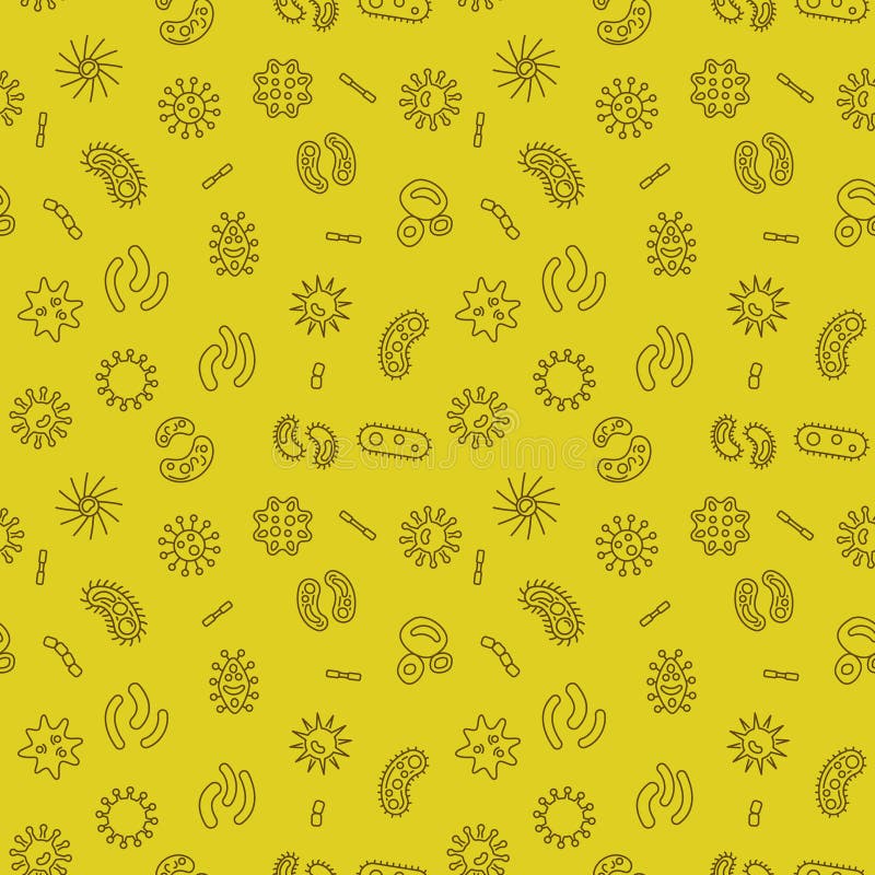 Bacteria Seamless Background. Vector Microbiology Red Pattern Stock ...