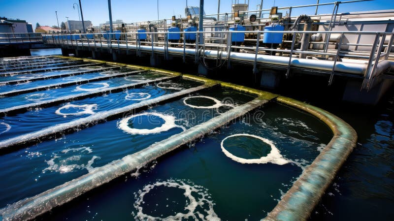 Bacteria Wastewater Treatment Plant Stock Illustration - Illustration ...