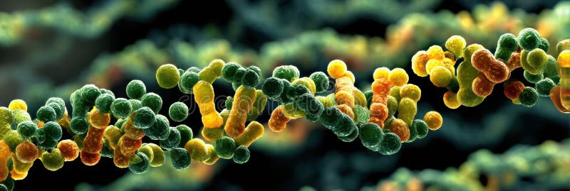 DNA Strand Exhibiting Mutation Effects Surrounded by Vibrant Bacterial ...