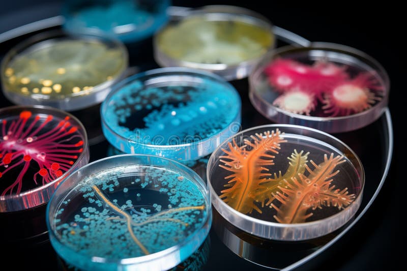 Bacterial Colonies Thriving in a Lab Dish. Generative AI Stock Photo ...