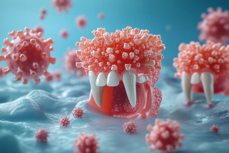 Bacterial Infection in Teeth Amidst a Vibrant Backdrop of Microscopic ...