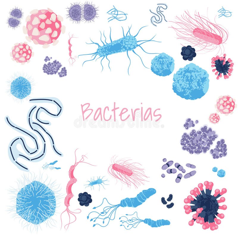 Bacterial Microorganisms in Circular Shape Stock Vector - Illustration ...