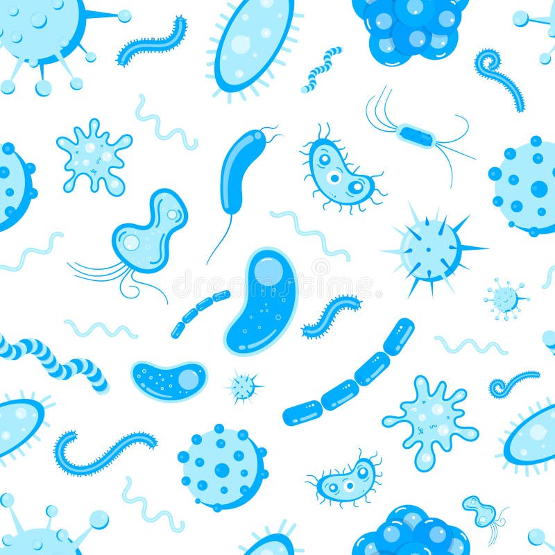 Bacterial Microorganisms, Germs and Viruses Colorful Seamless Pattern ...