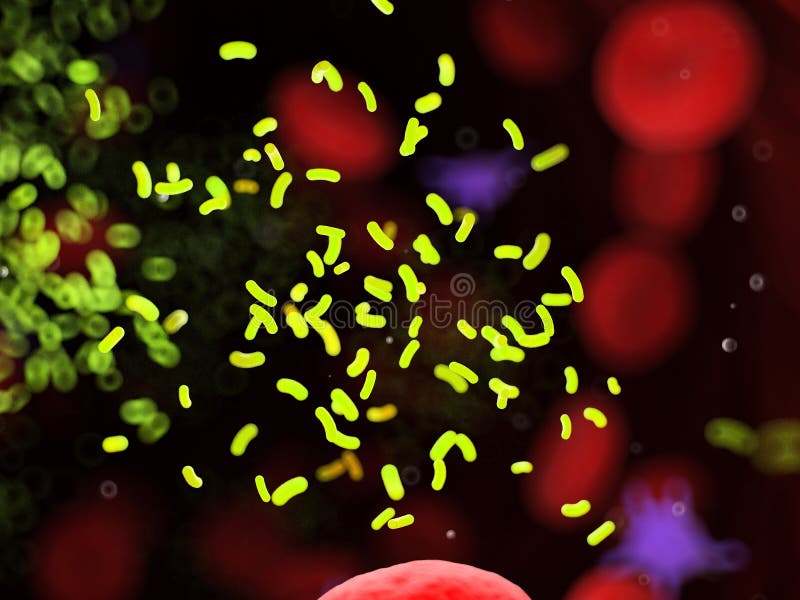 Bacterias in an artery stock illustration. Illustration of artwork ...