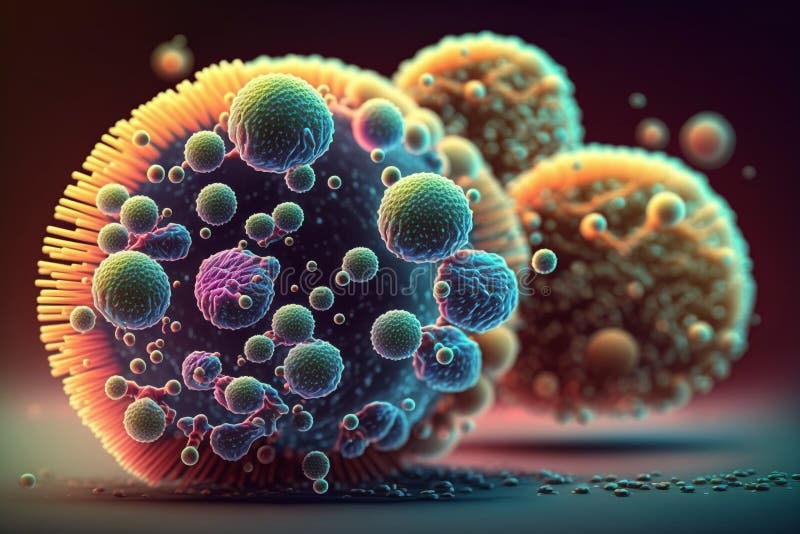 Bacterias Under Microscope. High Magnification Illustration Stock ...