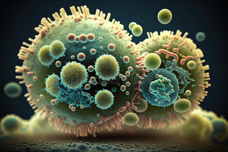 Bacterias Under Microscope. High Magnification Illustration Stock ...