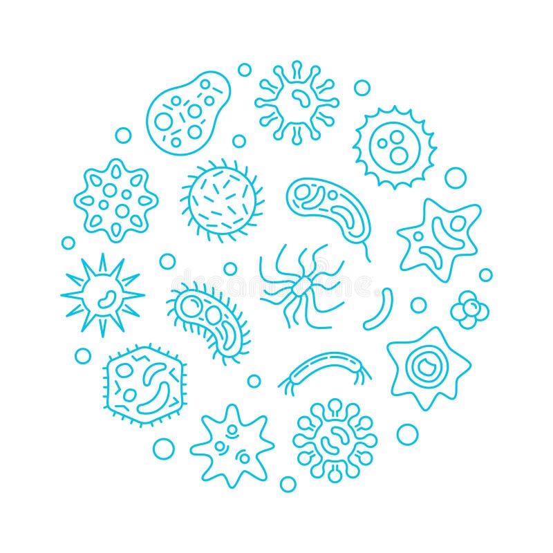 Bacteriology and Microbiology Round Vector Blue Illustration Stock ...