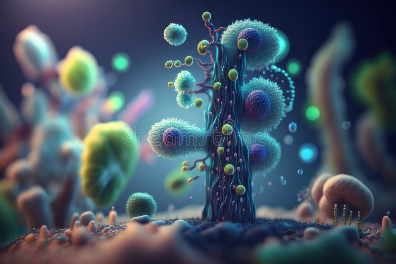 A Bacterium in the Shape of a Tree, Viewed Under a Microscope. AI ...