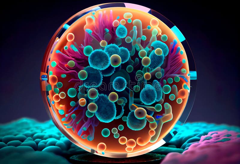 Bacterium Under a Microscope, Showing Its Details and Structure. Stock ...