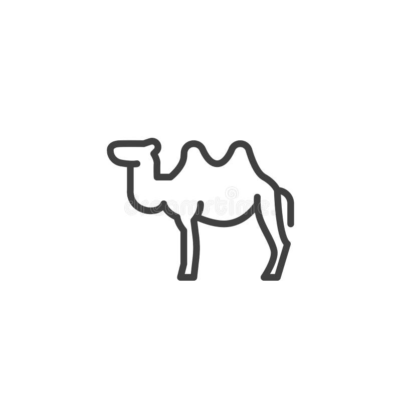 Camel Line Art Black and White Illustration Stock Vector - Illustration ...