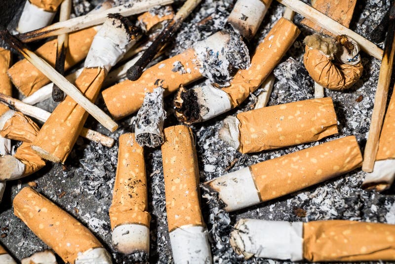 Bad Addiction. Ashtray and Cigarettes Close-up. Stock Photo - Image of ...