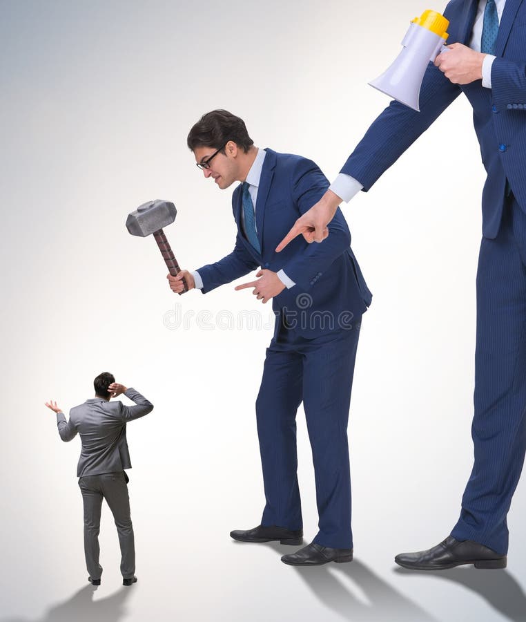 Bad Angry Boss Shouting at Employee with Loudspeaker Stock Photo ...