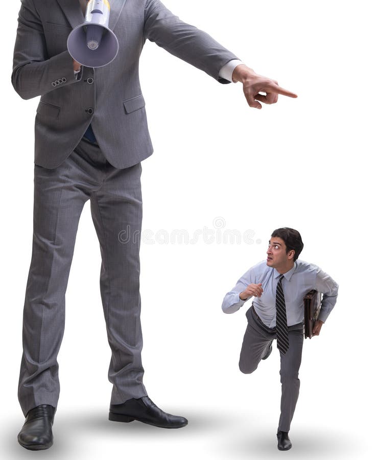 The Bad Angry Boss Shouting at Employee with Loudspeaker Stock Photo ...