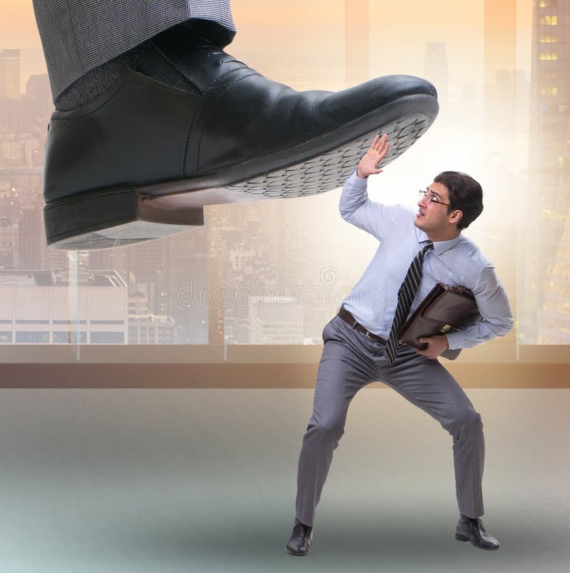 The Bad Angry Boss Stamping on Employee in Business Concept Stock Photo ...