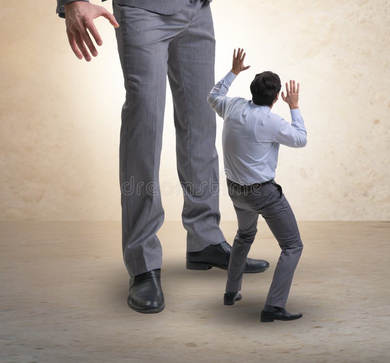 Bad Angry Boss Threatening Employee with Hammer Stock Photo - Image of ...