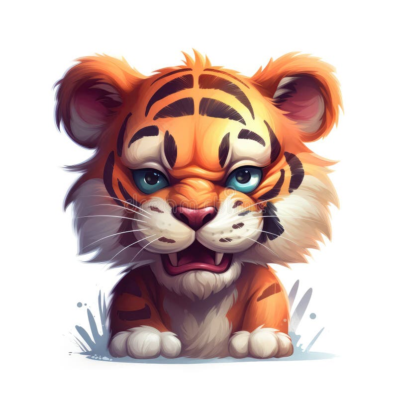 Bad Baby Tiger Logo White Background. Generative AI Stock Illustration ...