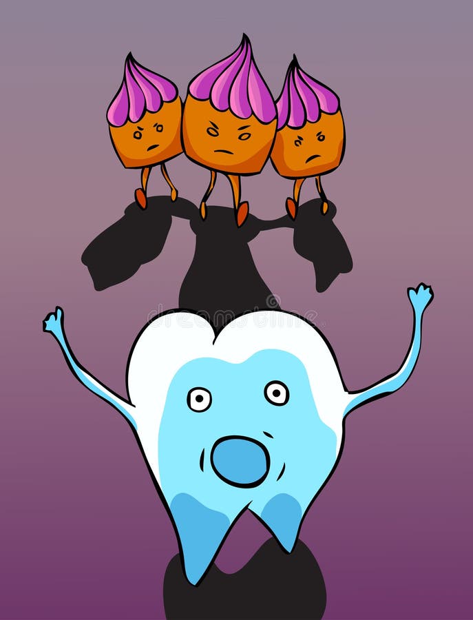 Bad cakes pursue tooth stock vector. Illustration of chocolate - 19545768