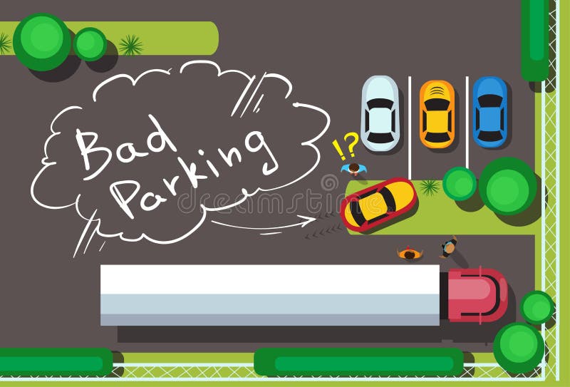 Bad City Parking Blocking Cars Concept Top Angle View Stock Vector ...